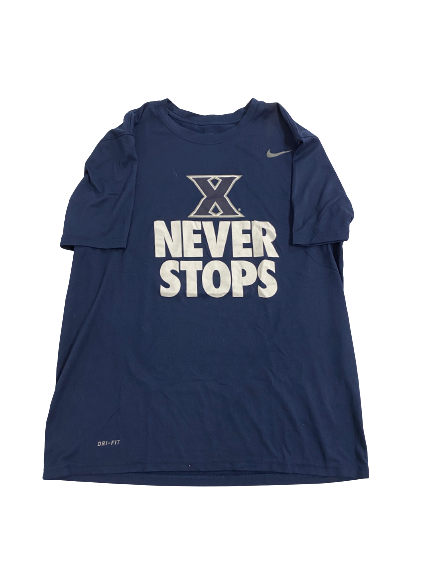 Xavier Basketball Team Issued "X NEVER STOPS" Workout Shirt (Size L ...
