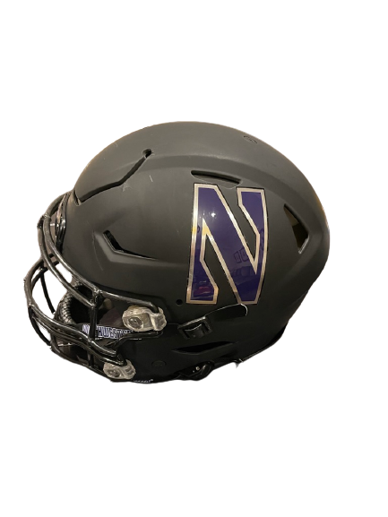 Jeremy Meiser Northwestern Football Game Worn Matte Black Helmet – The ...