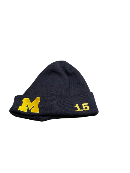 Chris Hinton Michigan Football Team Issued Beanie Hat with Number Sewn ...