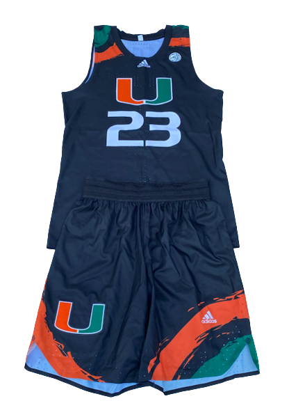 Kameron McGusty Miami Basketball Game Worn Uniform Set - Jersey & Shor ...